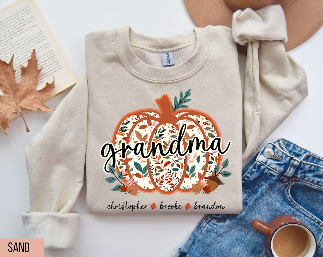 Personalized Grandma Sweatshirt With Names Fall Sweatshirt for Grandmas ...