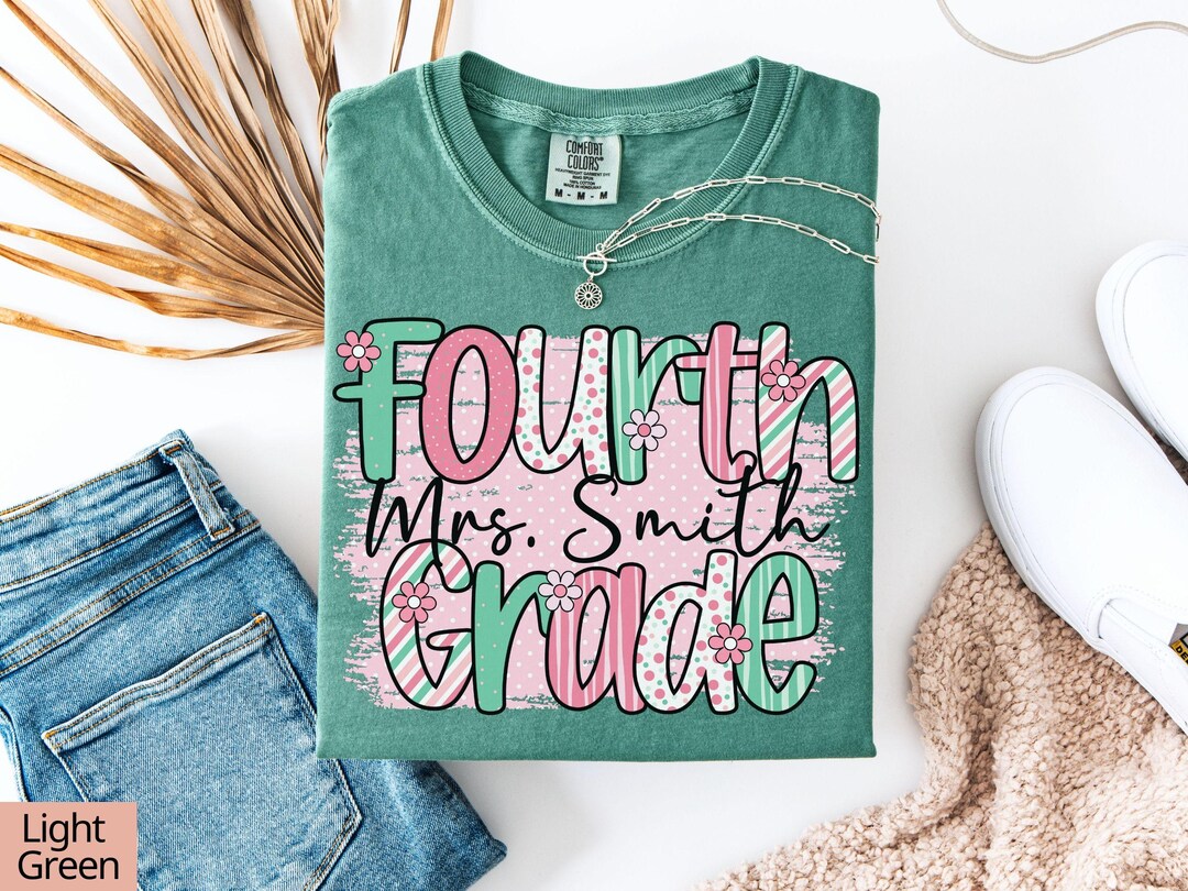 Custom Fourth Grade Teacher Shirt for Back to School Teacher Shirt 4th ...