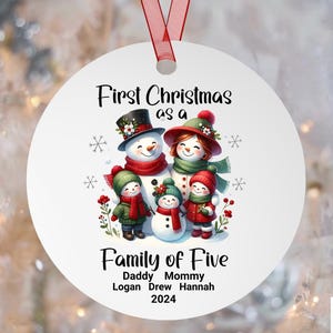 Personalized Family of 5 Christmas Ornament, First Christmas as Family ...