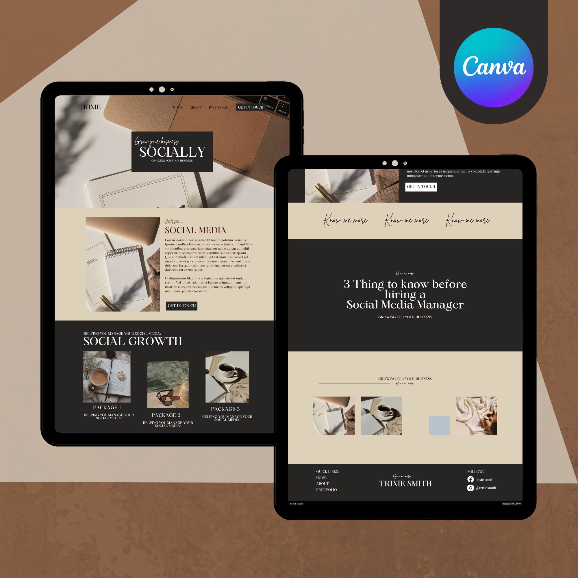 Canva Website Template for Social Media Managers, Canva Landing Page ...