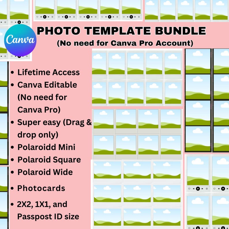 Canva Photo Template Bundle: Polaroid & Instax Frames (digital Download ...