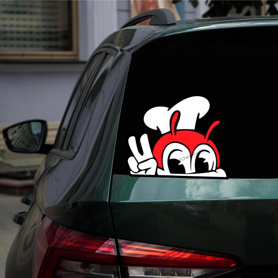 Filipino Jollibee Peeking Decal Cartoon Fast Food Sticker | Funny ...