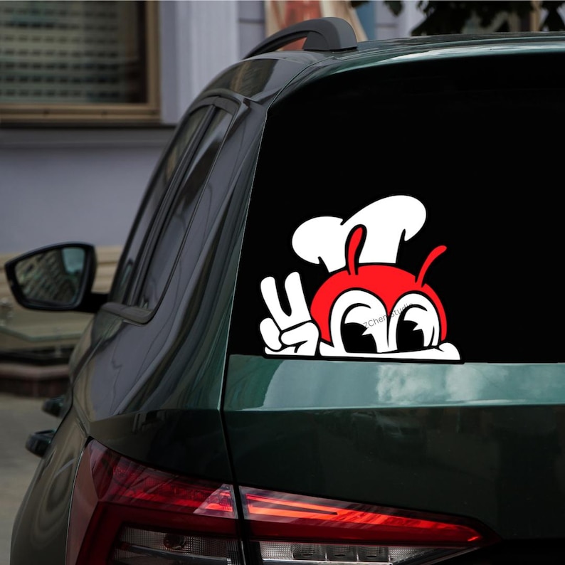 Jollibee Peeking Sticker: Filipino Fast Food Decal - Etsy