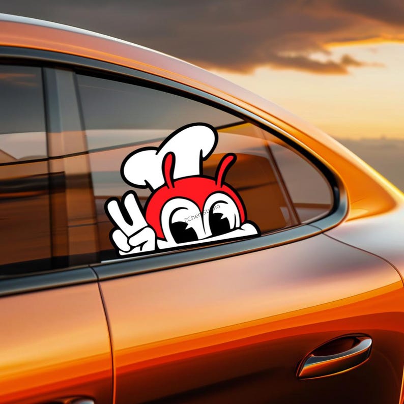 Jollibee Peeking Sticker: Filipino Fast Food Decal - Etsy