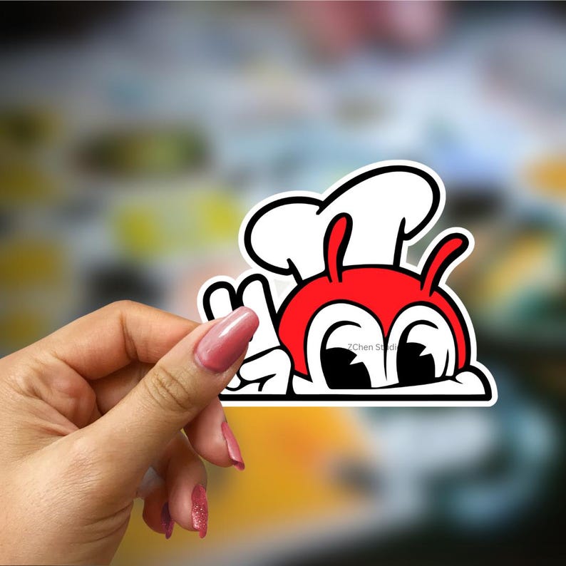 Jollibee Peeking Sticker: Filipino Fast Food Decal - Etsy