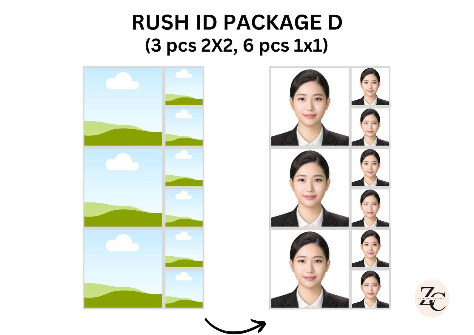 Rush ID Photo Template, 1x1, 2x2, Passport Size - Etsy