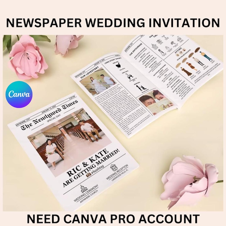 Newspaper Wedding Invitation | Newspaper Invitation | Unique Wedding ...