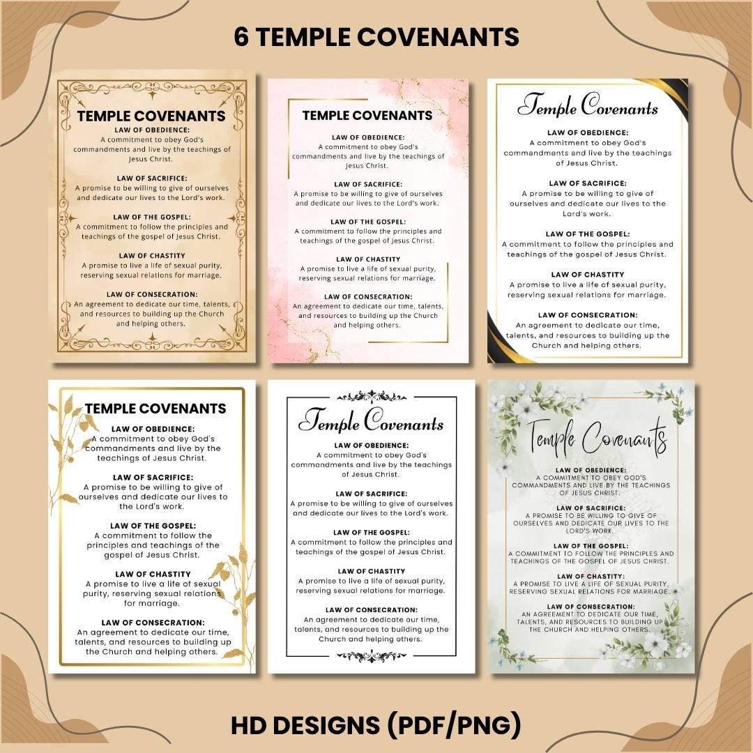 LDS Temple Covenants Print, Religious Scripture Art, Mormon Promises ...