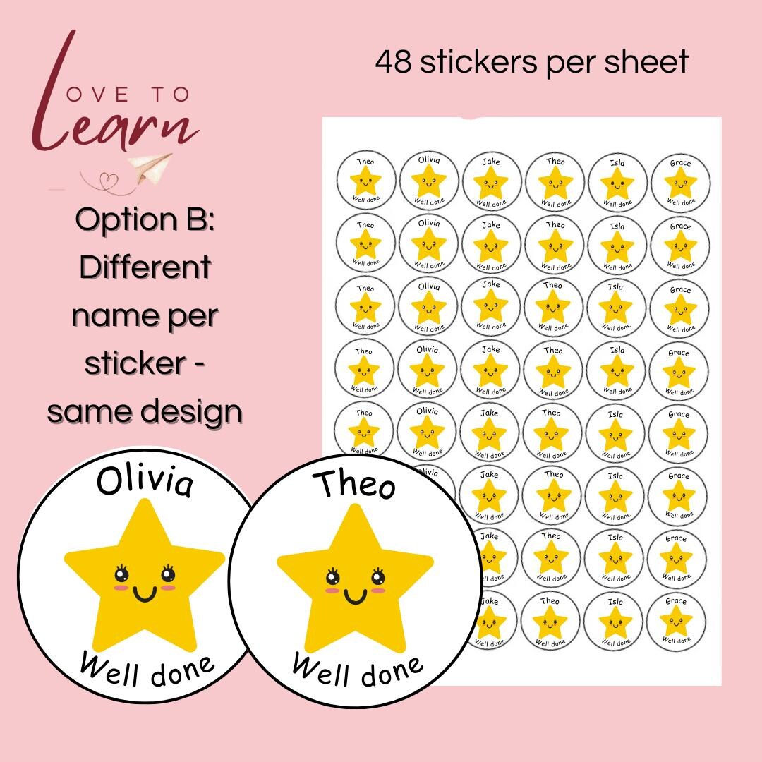 Class Well Done Sticker / Class Name List Stickers / Students Stickers ...