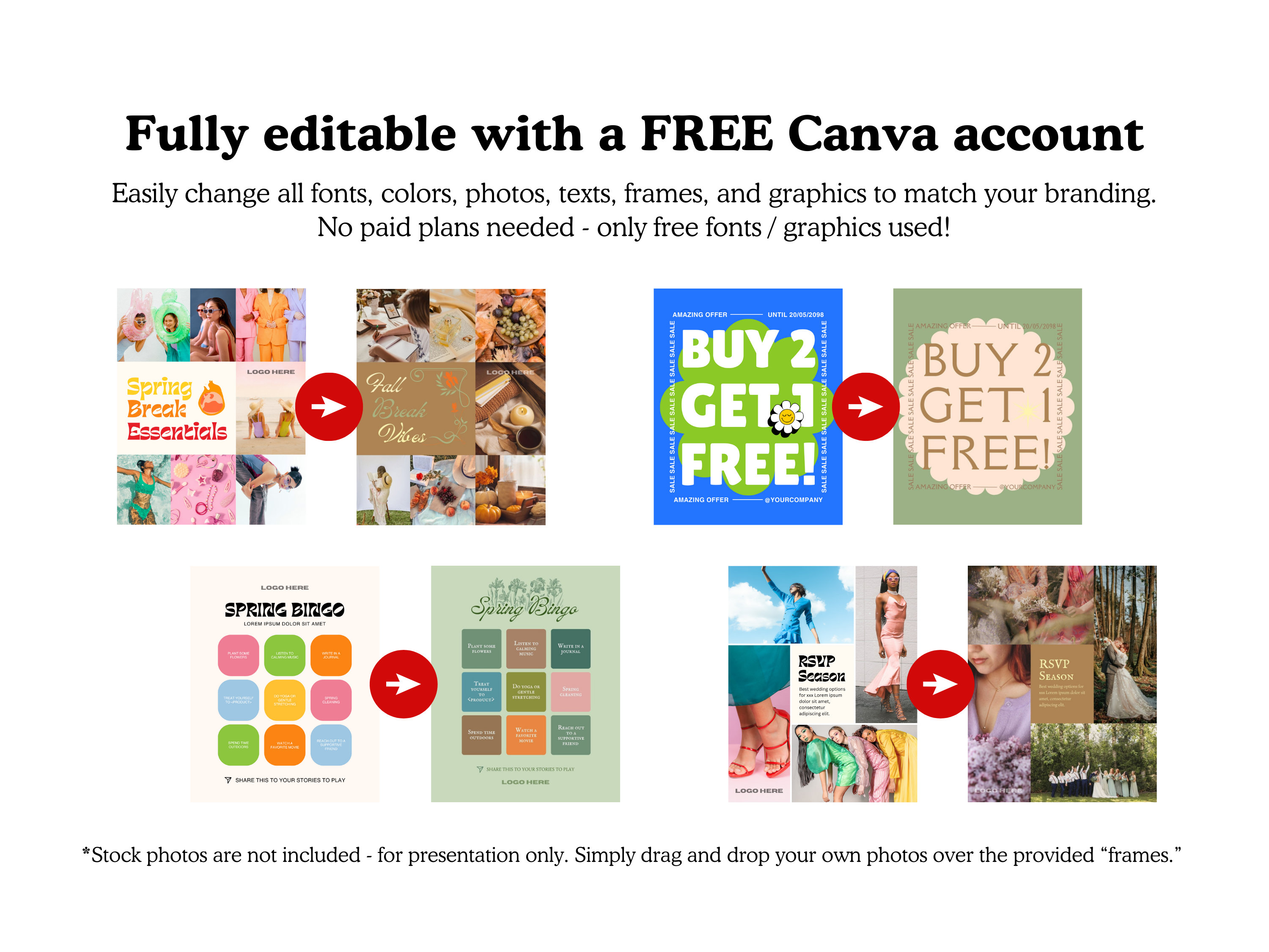 150 Colorful Instagram Post Canva Templates Bright Instagram Branding ...