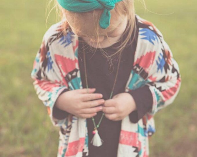 White Multi Aztec Children's Kimono Cardigan // Toddler Aztec Kimono ...