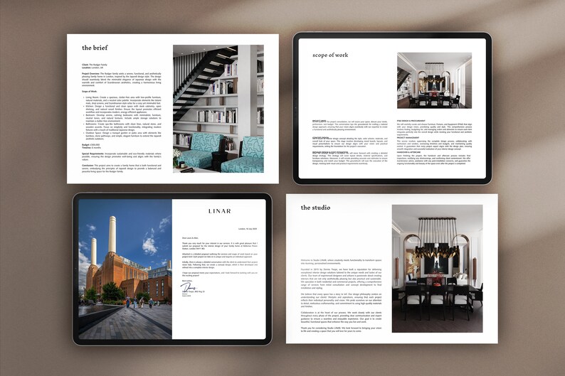 Interior Design Proposal Template for Canva, Instant Download, Editable ...