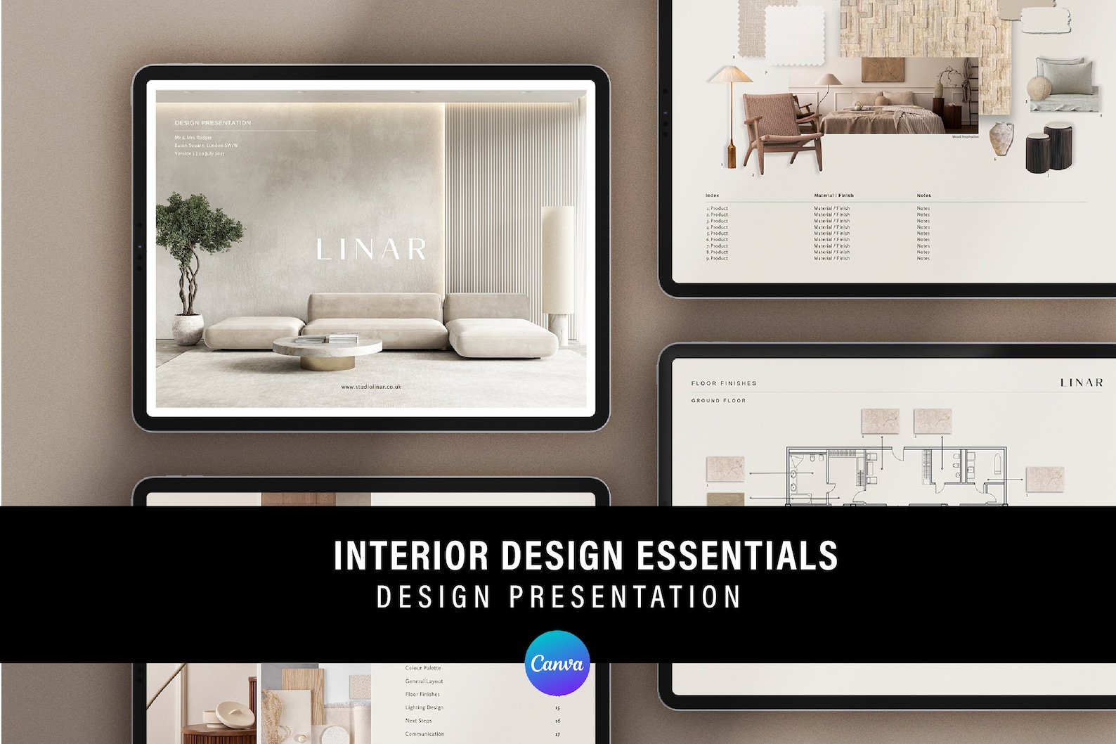 Interior Design Presentation Template for Canva, Instant Download ...