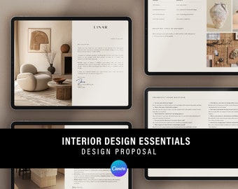 Interior Design Presentation Template for Canva, Instant Download ...