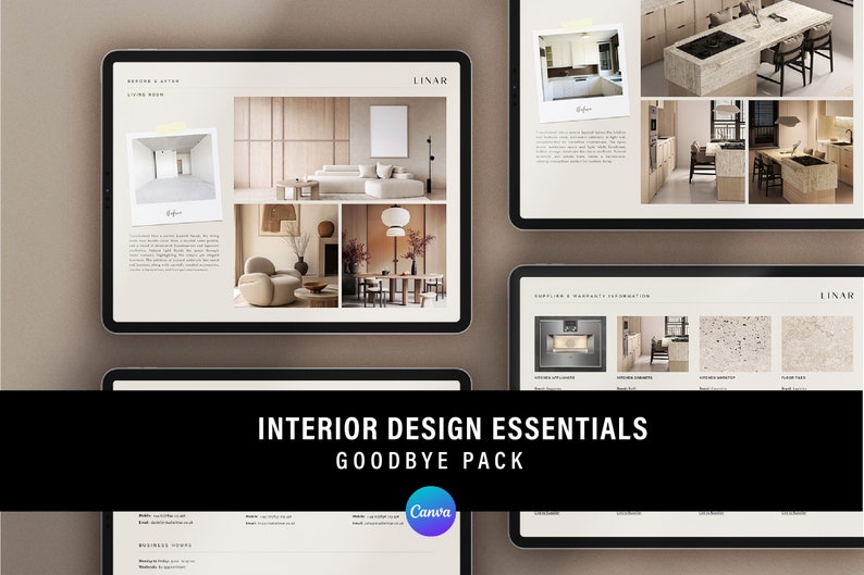 Interior Design Goodbye Pack Template Editable in Canva, Instant ...