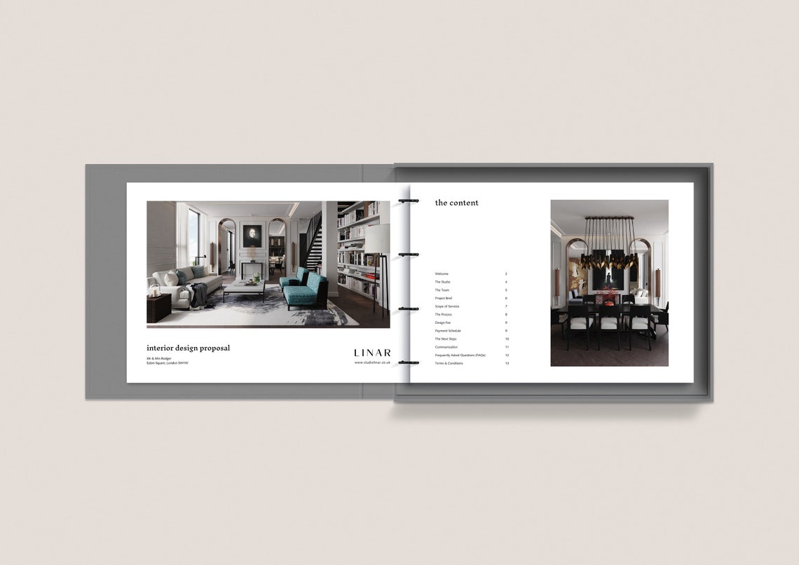 Interior Design Proposal Template for Canva, Instant Download, Editable ...