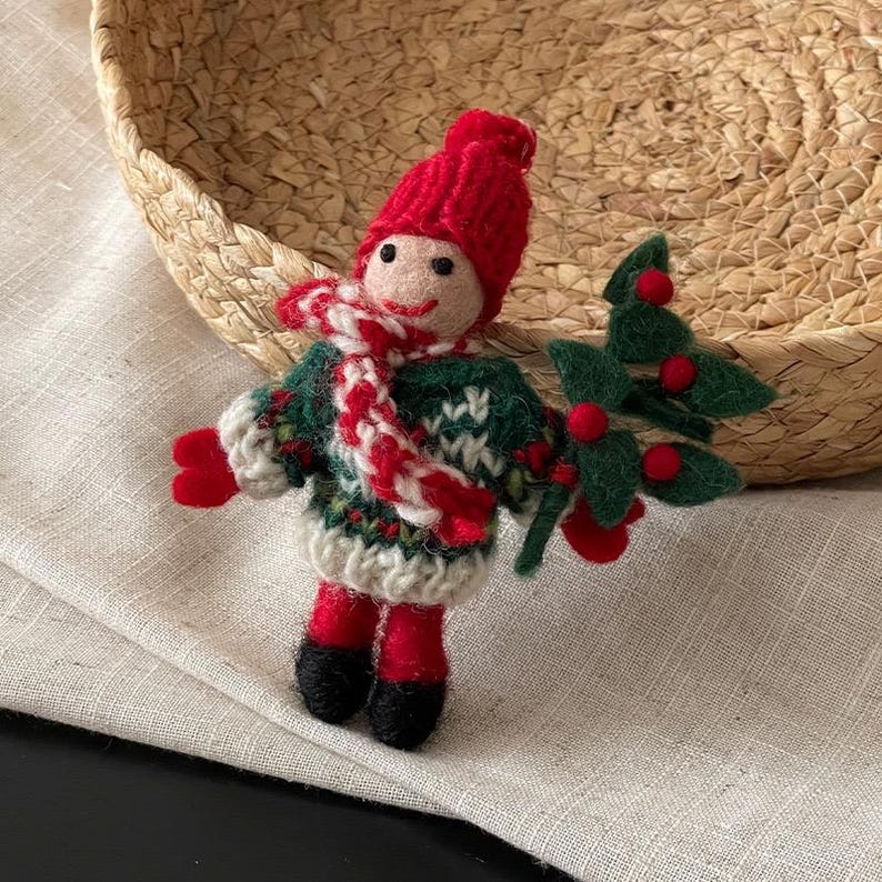 Handmade Felt Christmas Ornaments: Santa, Bear, Fox, Girl - Etsy