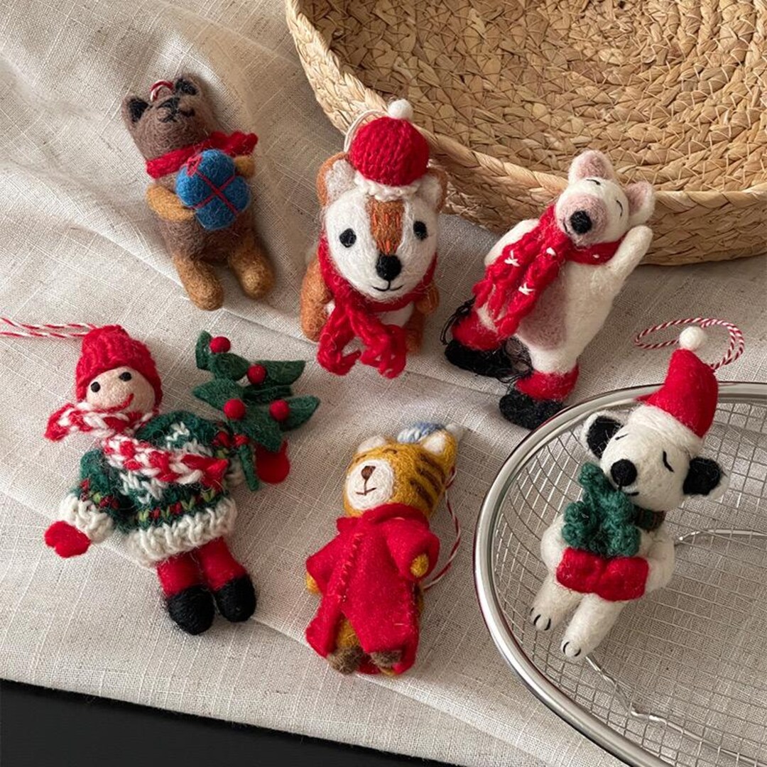 Handmade Felt Christmas Ornaments: Santa, Bear, Fox, Girl - Etsy