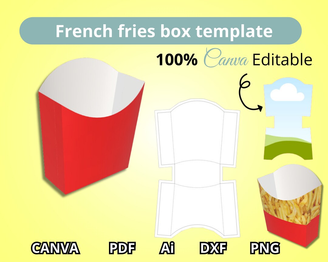 French Fries Box Template - Etsy
