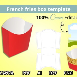 French Fries Box Template - Etsy