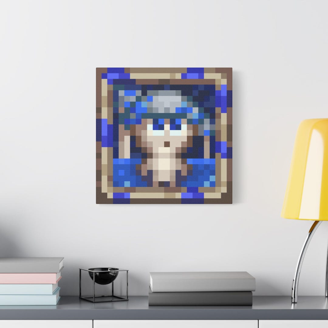 Terraria Glowing Mushroom Boy Canvas, Pixel Art Gamer Home Decor, Retro ...