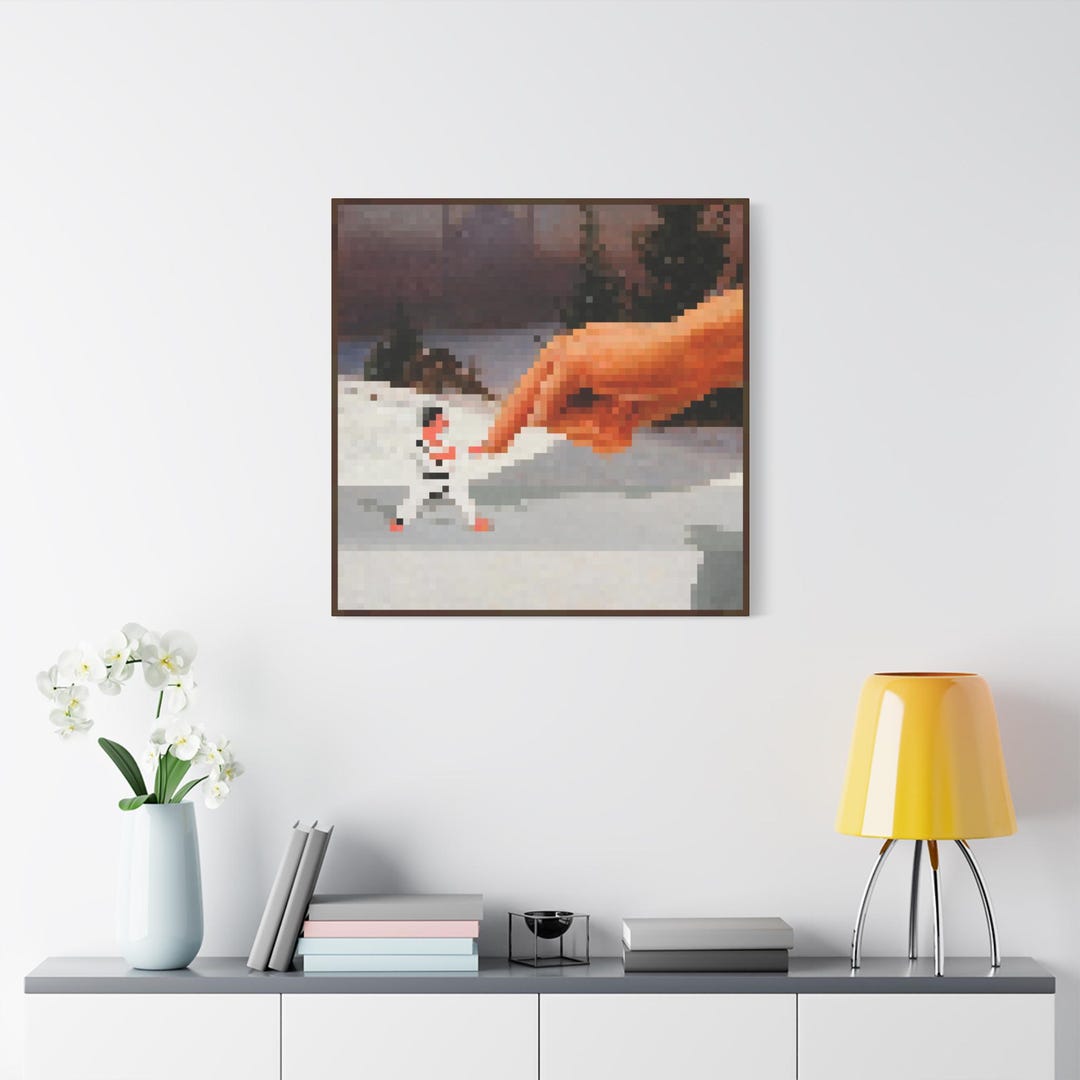 Minecraft Painting pointer, Canvas Print, Pixel Art, Gift, Home Decor ...