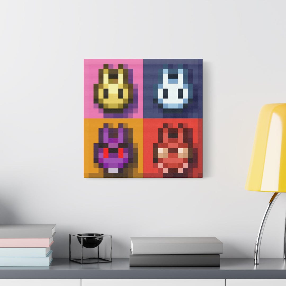 Pixel Art Bunny Andy Warhol Inspired Canvas, Terraria Gamer Home Decor ...
