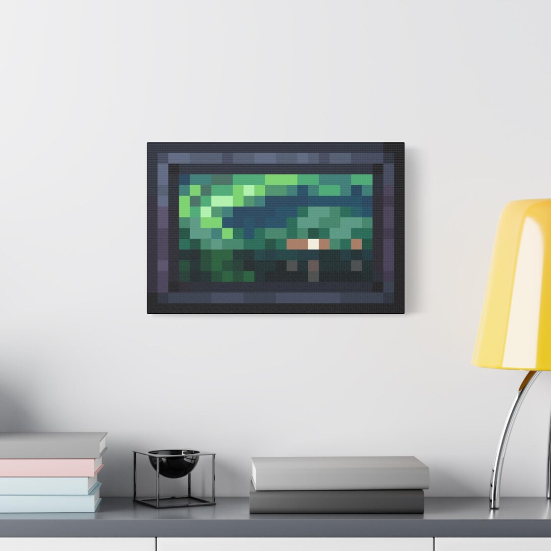 Aurora Borealis Pixel Art Canvas Wall Art, Gamer Merch, Terraria ...