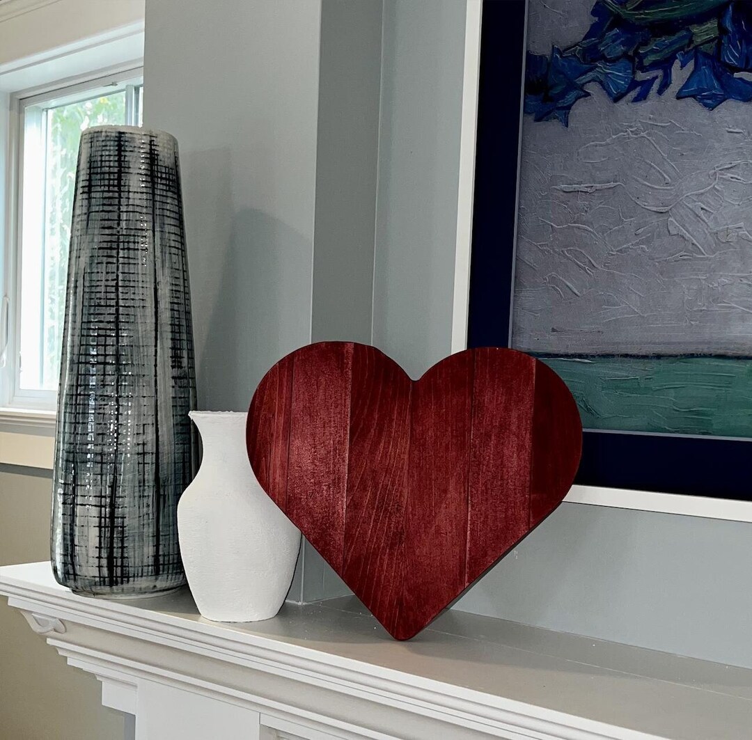 Farmhouse Wooden Heart - Red - Etsy