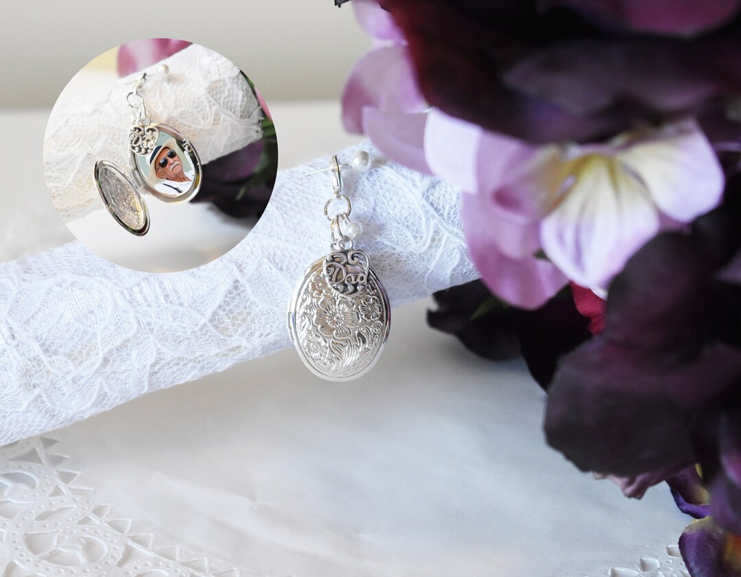 Dad Locket for Bouquet, In Memory of Dad Bouquet Locket, Picture locket ...