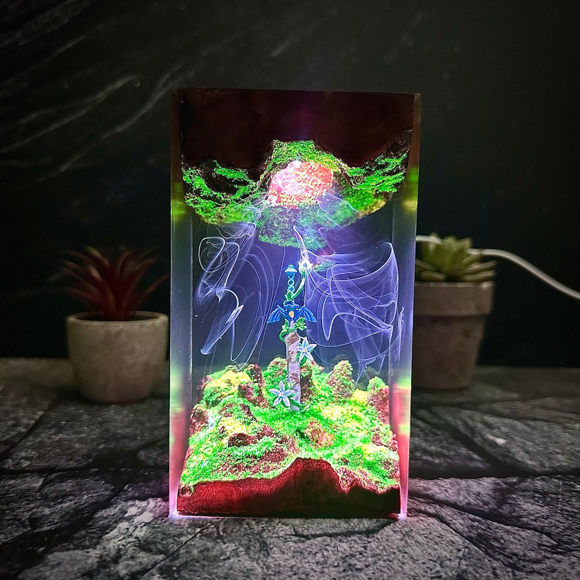Master Sword Custom Resin Lamp, Wood Lamp, Gift for Gamer, the Legend ...