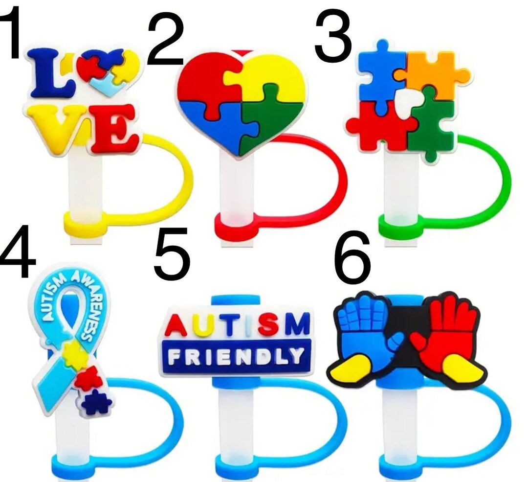 Autism Awareness Straw Cap Straw Topper, Personalized Straw Topper ...