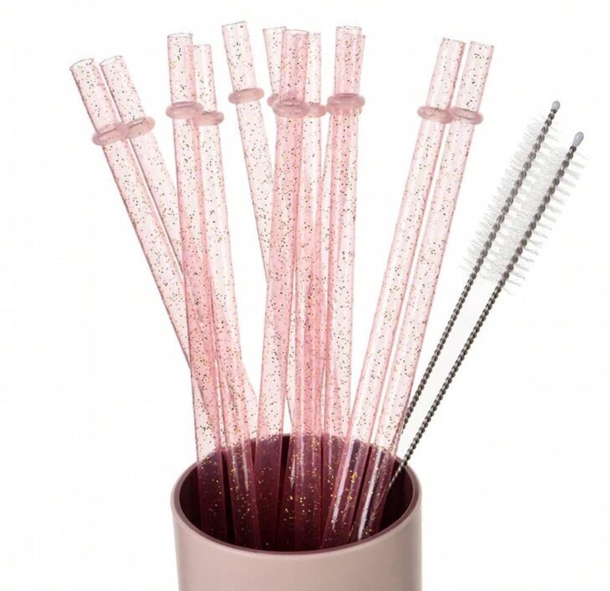Reusable Straws 9-inch Hard Plastic Sparkling Drinking Straws Mixed ...