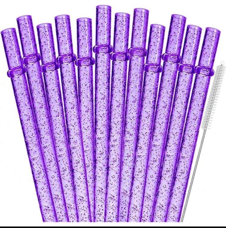 Reusable Straws 9-inch Hard Plastic Sparkling Drinking Straws Mixed ...