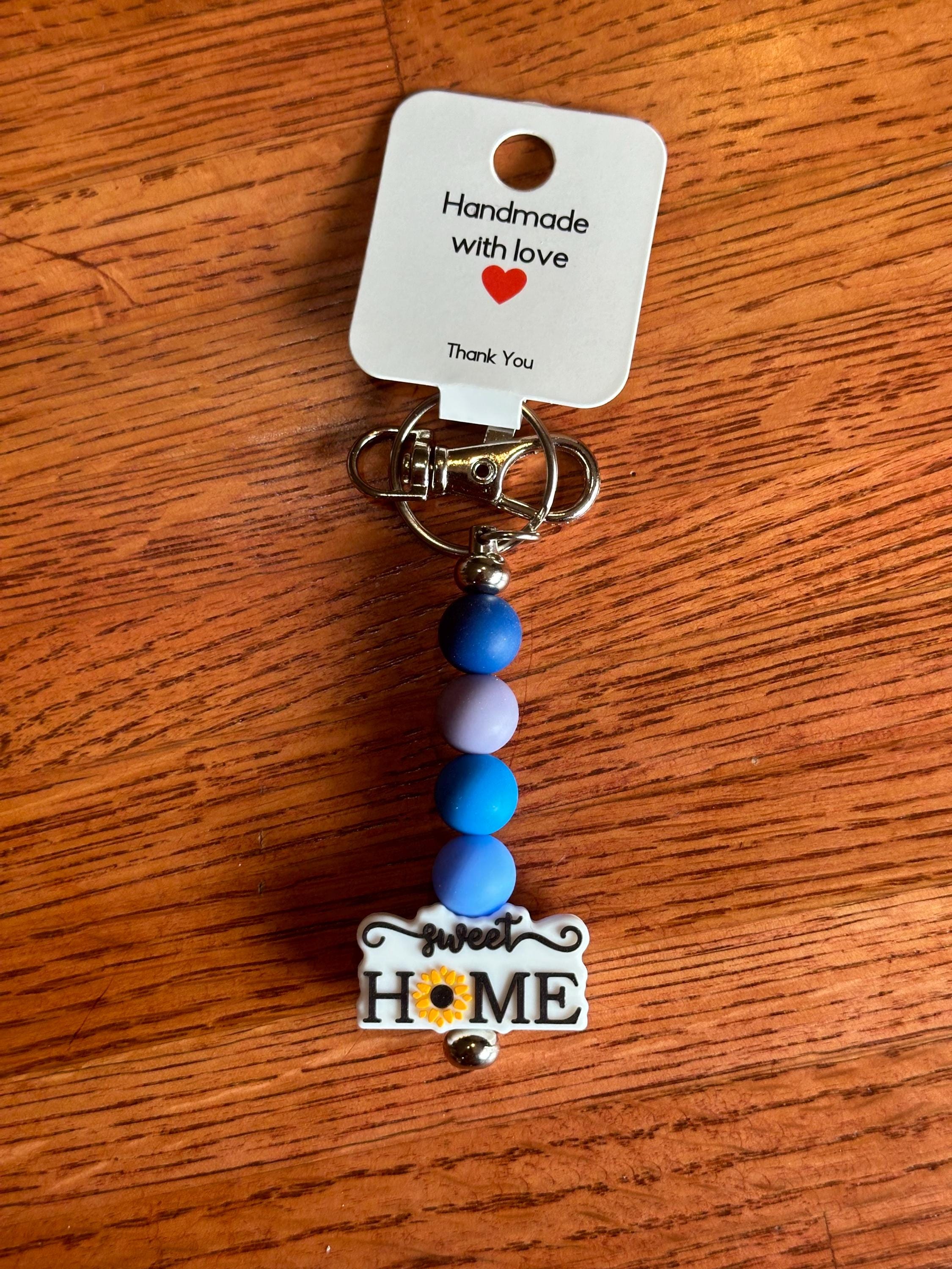Sweet Home Beaded Keychain - Etsy