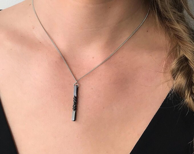 Iron Bar With Slant on Brass Ring Pendant - Etsy