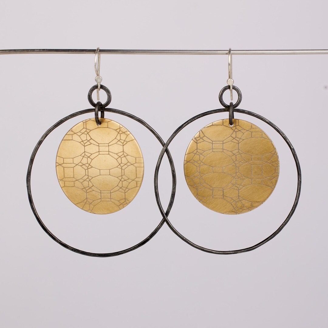 Artisan-made Bronze Geometric Statement Earrings: Lightweight ...