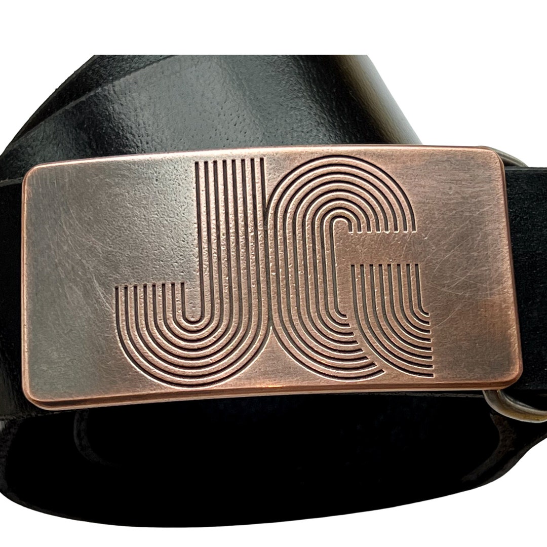 Custom Engraved Initials Belt Buckle, Personalized in Bronze or Copper ...
