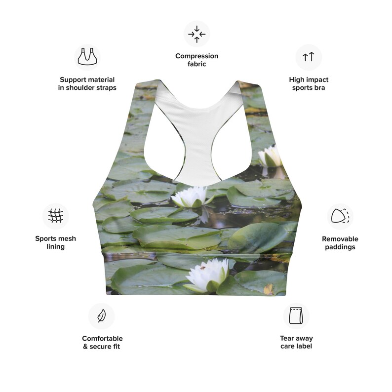 White Lotus Pond Recycled Longline Sports Bra With Amber Love's Photos ...