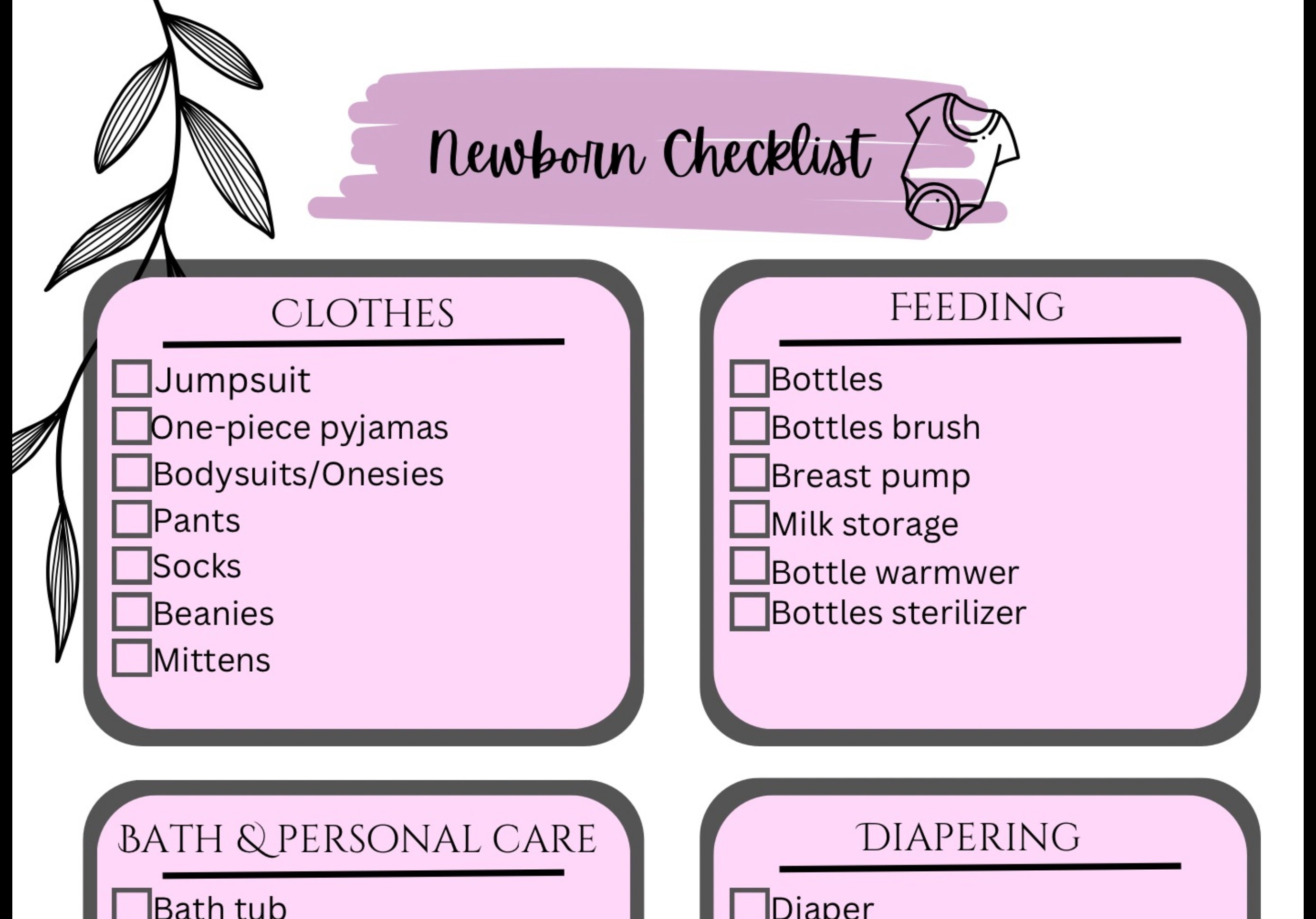 Newborn Checklist - Etsy
