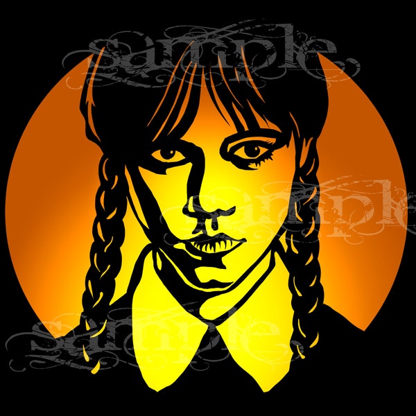 Wednesday Pumpkin Stencil - Etsy