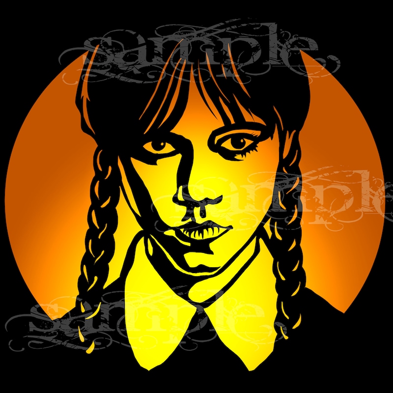 Wednesday Pumpkin Stencil - Etsy