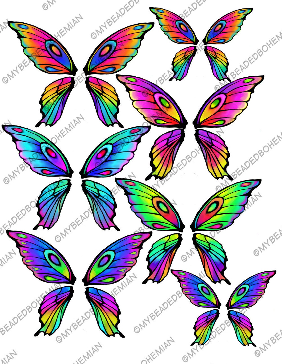 Five Colors, Fairy Wings, DIY, Printable, Digital Downloads, Butterfly ...