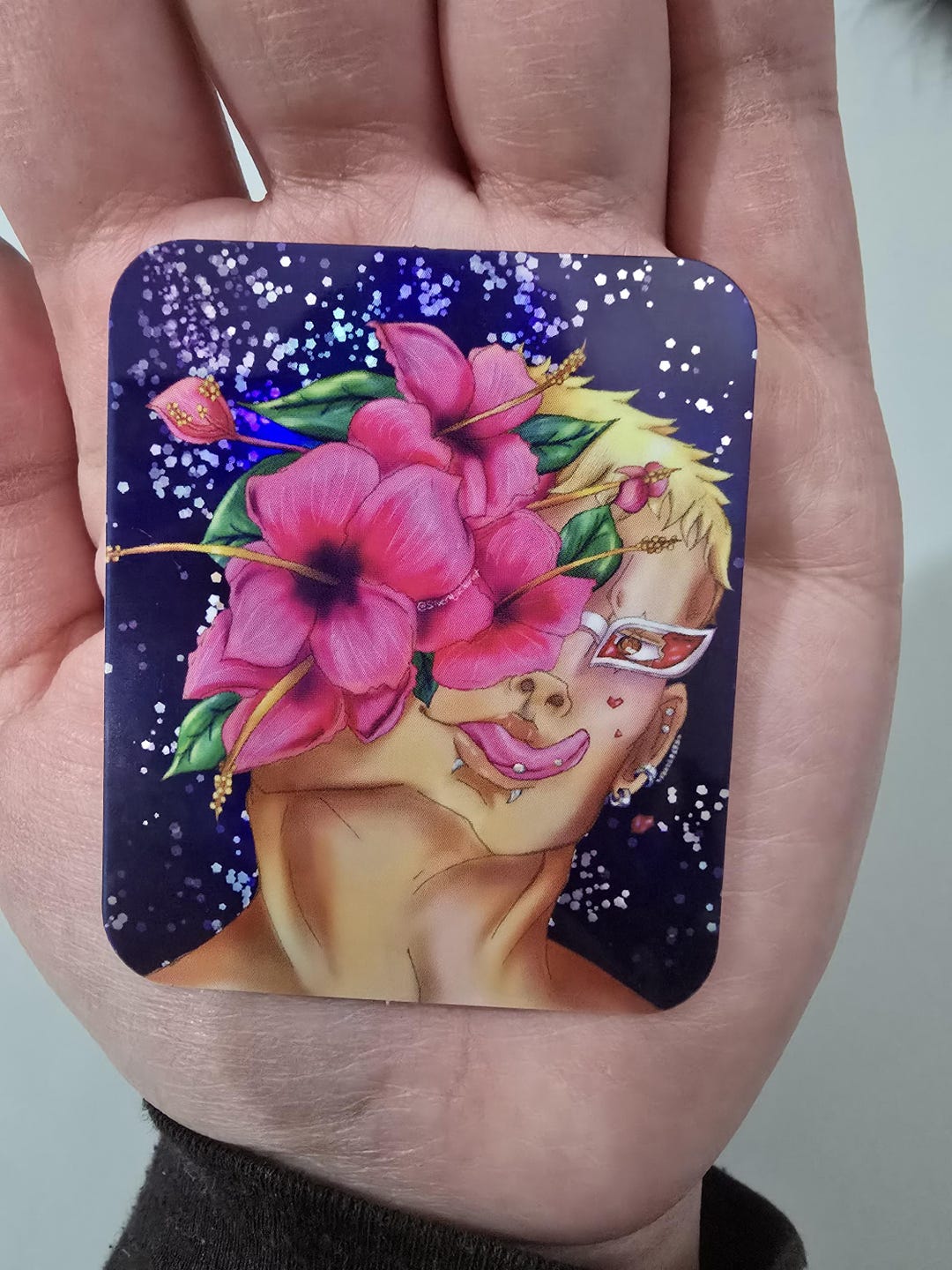 Doflamingo Hibiscus Sticker, Holographic Vinyl Decal - Etsy