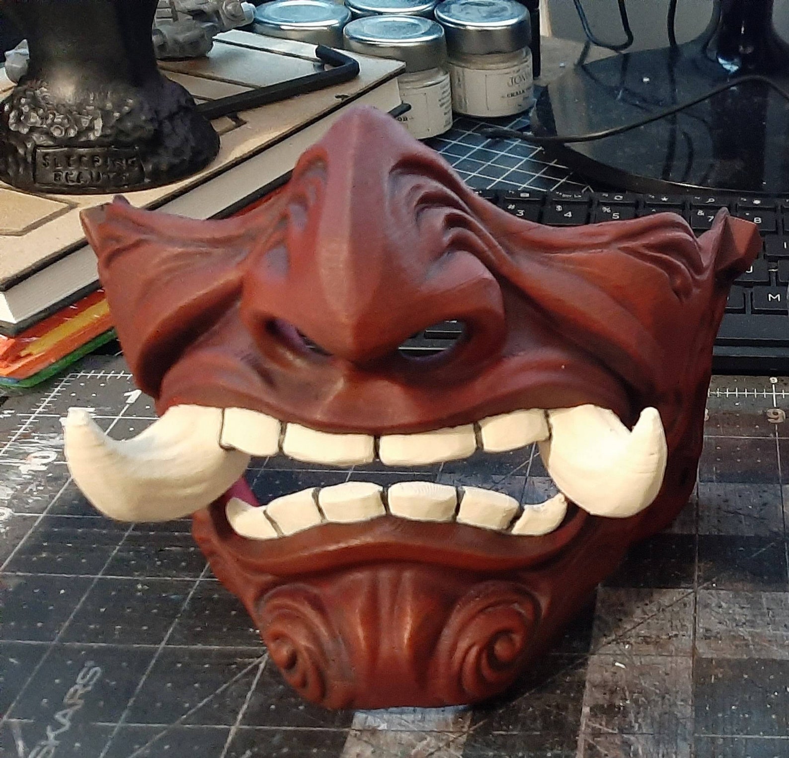 Oni Samurai Half Mask Demon Warrior 3D Printed Pla Painted or Unpainted ...