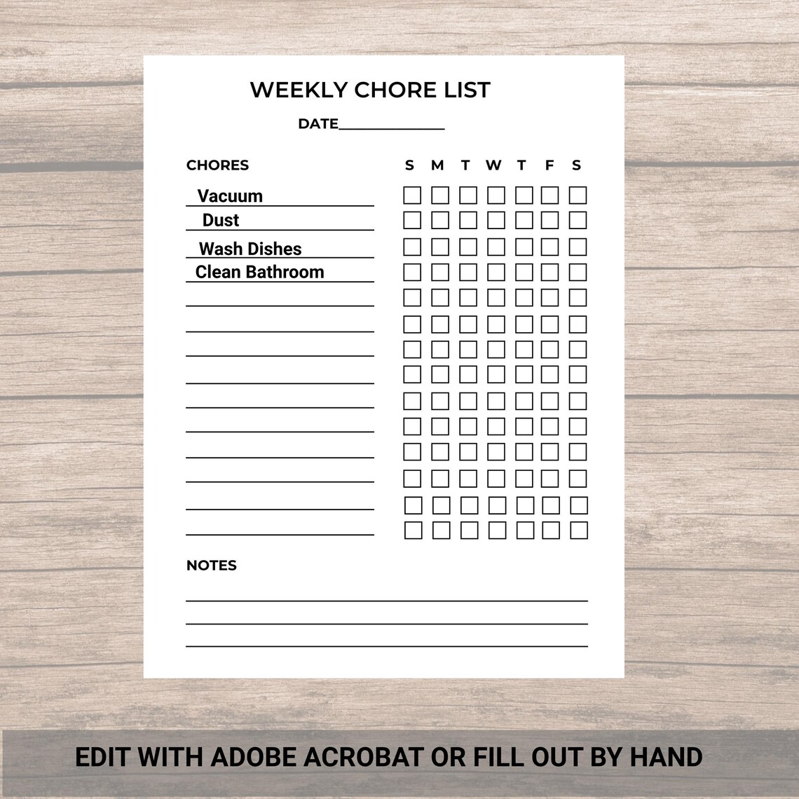 Editable Weekly Chore Chart, Kids Daily Routine Checklist, Kids Chore ...