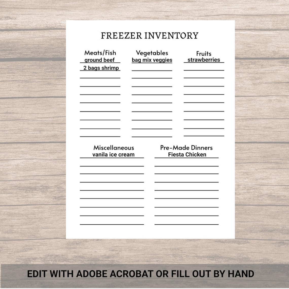 Freezer Inventory Tracker, Printable Food List, Pantry Inventory ...