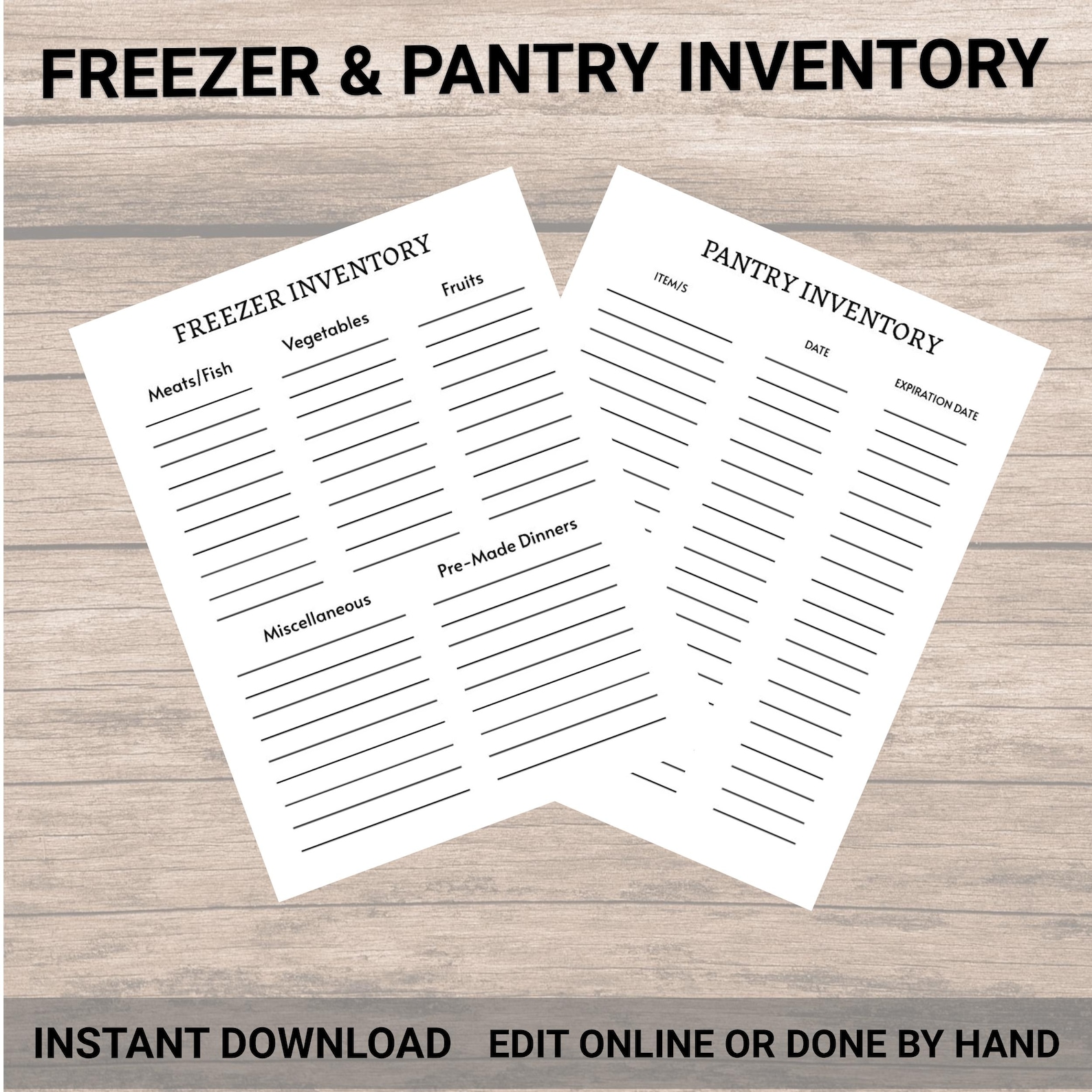 Freezer Inventory Tracker, Printable Food List, Pantry Inventory ...