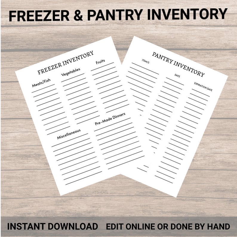 Freezer Inventory Tracker, Printable Food List, Pantry Inventory ...