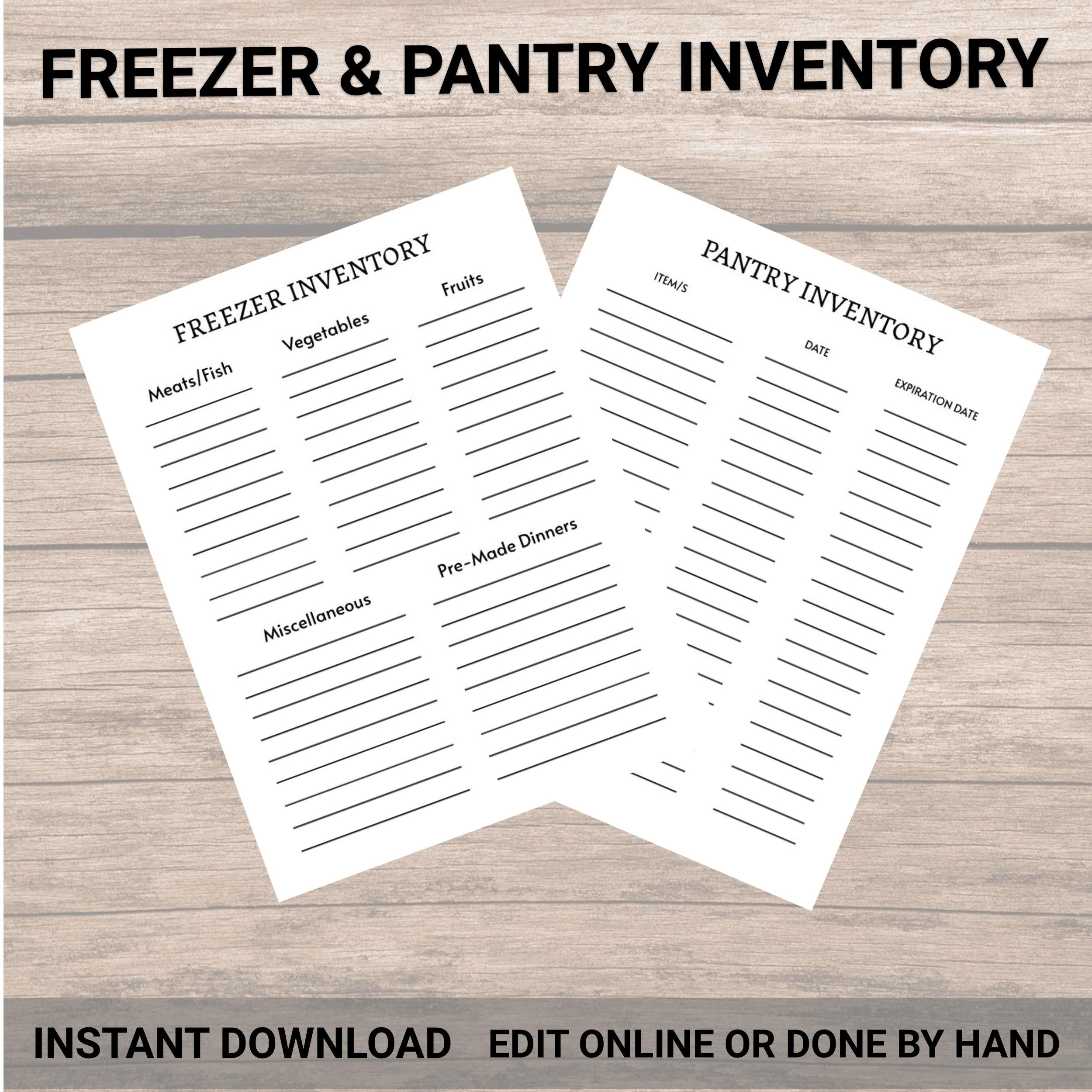 Freezer Inventory Tracker, Printable Food List, Pantry Inventory ...